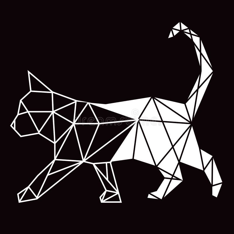 Print Vector Abstract Polygonal Geometric Abstract Cat Head Stock ...