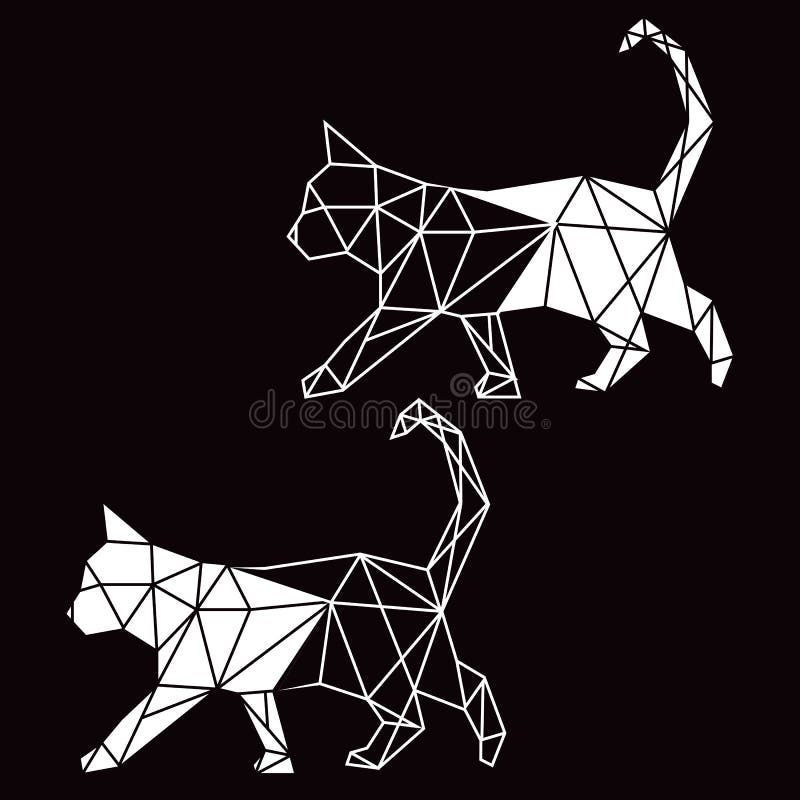 Geometric Cat Walking. Vector Seamless Pattern Illustration Stock ...