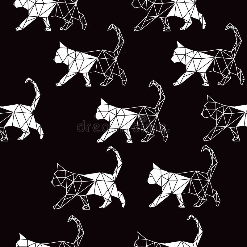 Print Geometric Cat Walking. Vector Seamless Pattern Illustration ...