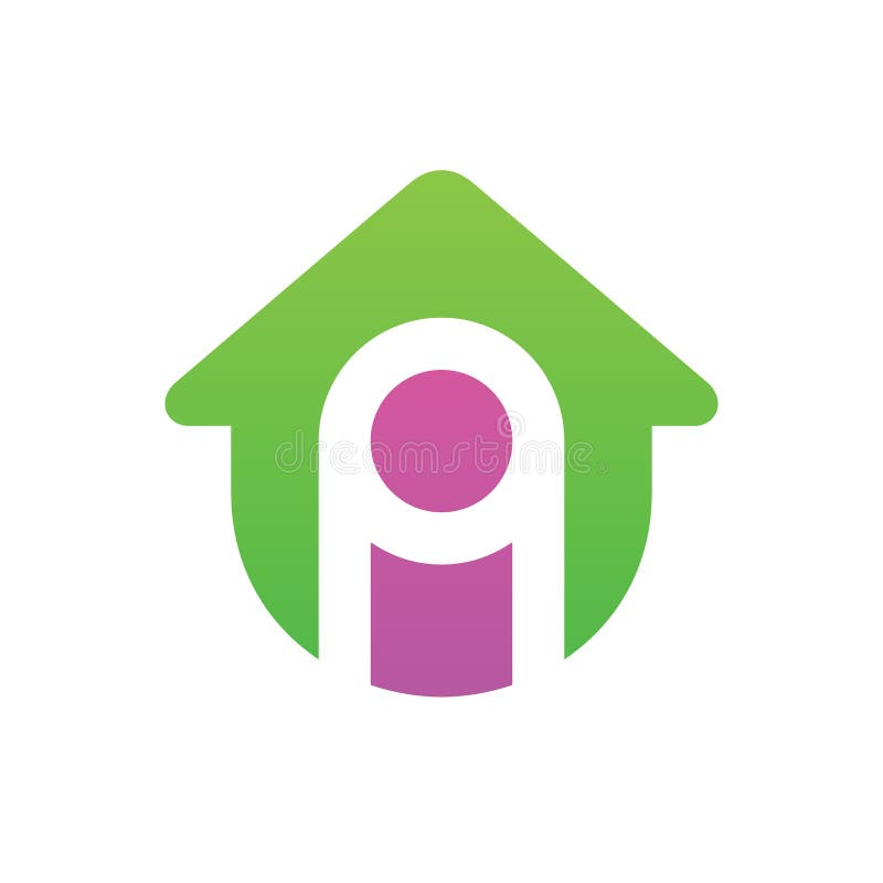 Letter I House Logo Icon, Initial Pq or Qp Home Logo Design Stock ...