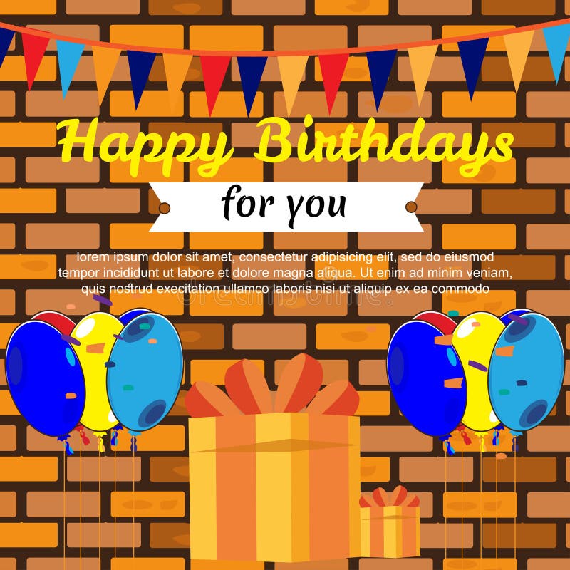 Birthday Backdrop with Brick Background Stock Vector - Illustration of ...