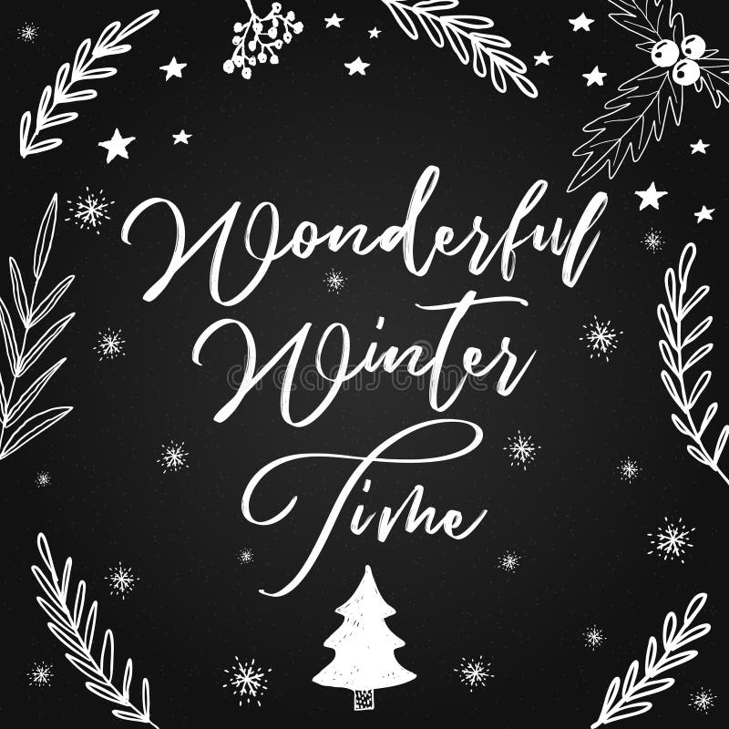 Winter Chalk and Blackboard Hand Drawn Illustrations. Design Template ...