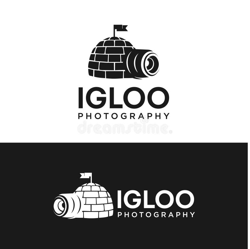 Igloo Logo Concept, Iceberg and Igloo Building Illustration Stock ...