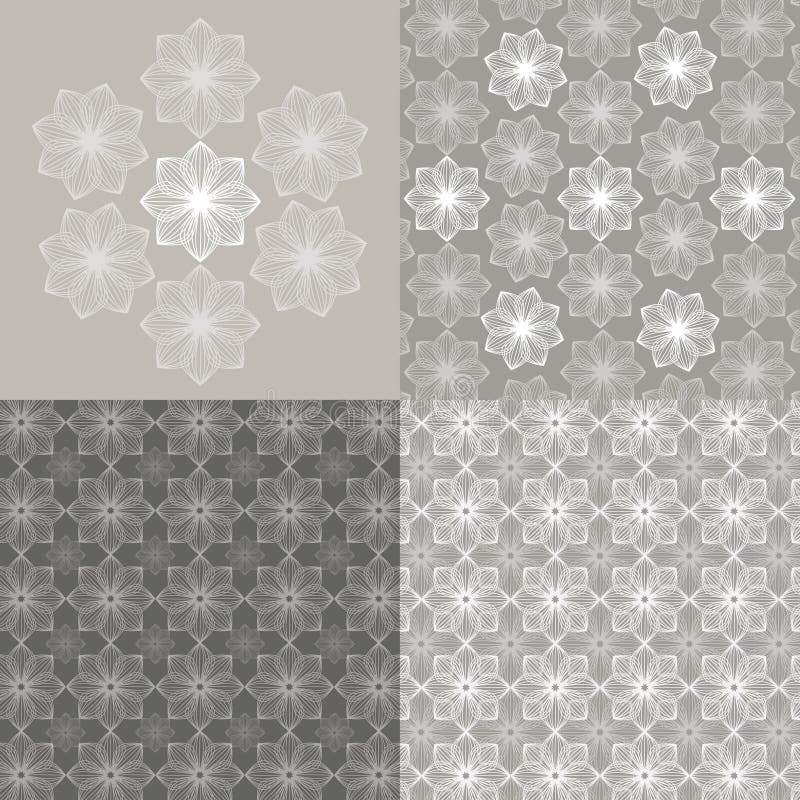 Floral Pattern. Beige And White Vector Background. Drawing , Contour ...