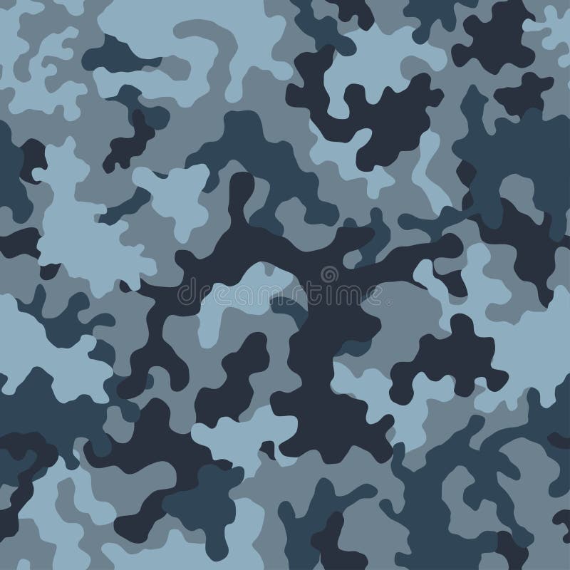 Vector Blue Camouflage Pattern Background Seamless. Classic Clothing ...