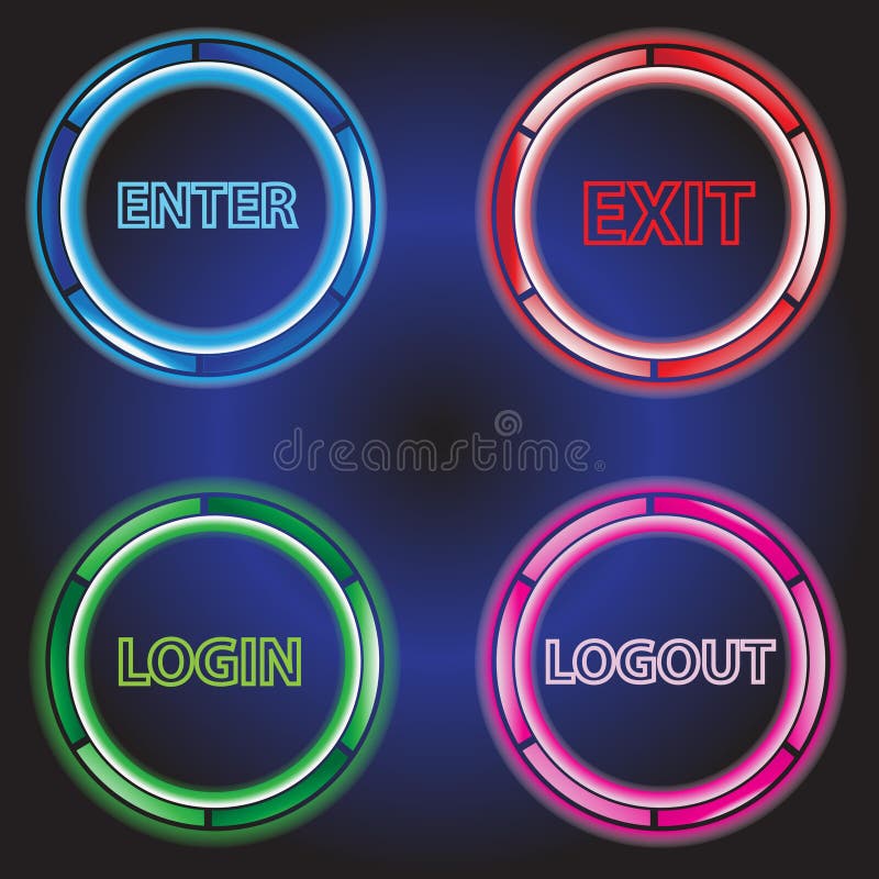 Neon Color Futuristic Button Set Stock Vector - Illustration of ...