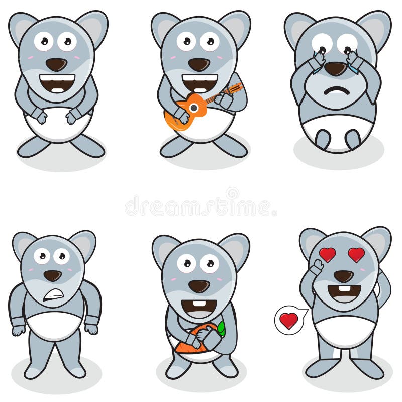 Illustration of Rabbit Collection Bundle Set in Flat Design Stock ...