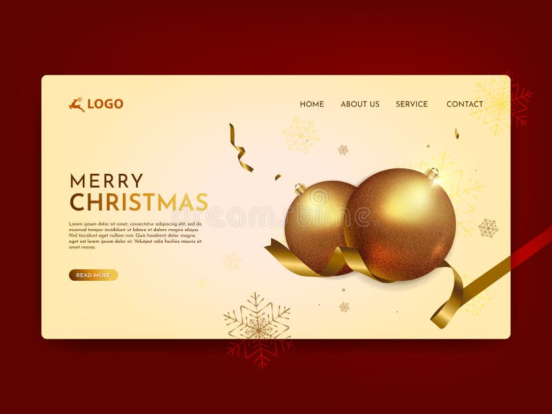 Merry Christmas Landing Page Template Stock Vector - Illustration of ...