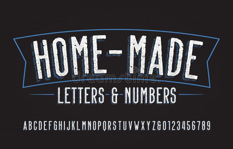 Home-Made Alphabet Font. Hand Drawn Messy Letters and Numbers Stock ...