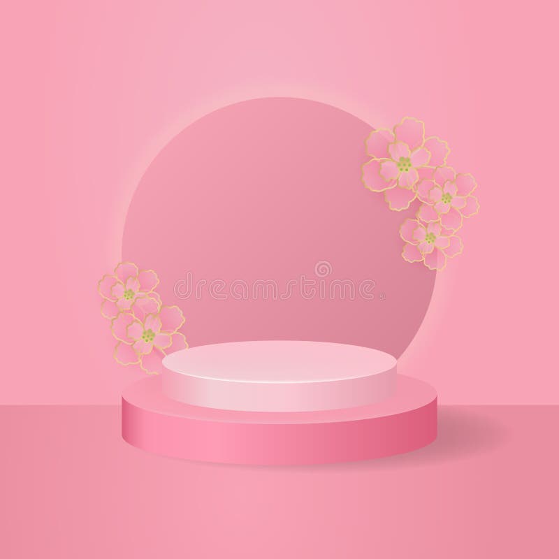 Elegant Pink Podium Stage Render Template for Product Display. Stock ...
