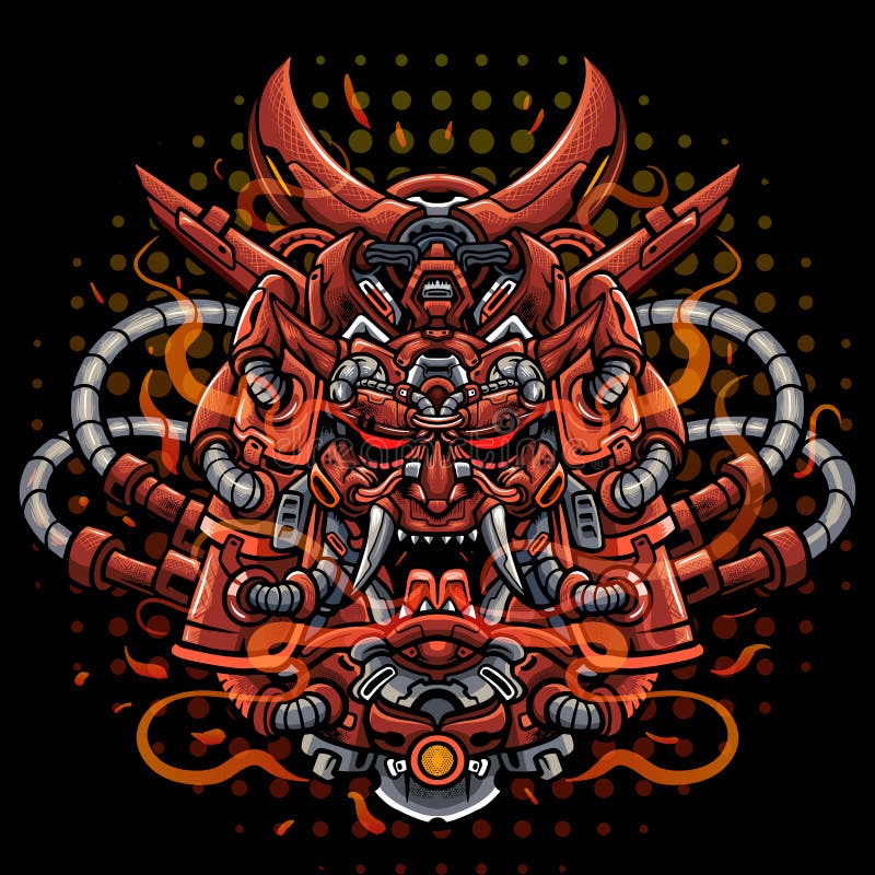 Oni Mask Head Robot Mascot. Esport Logo Design Stock Vector ...