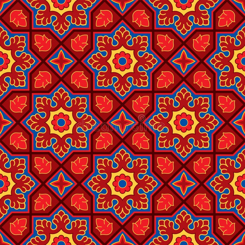 Sindhi Traditional Pattern Background, Red & Blue Wallpaper, Vector ...