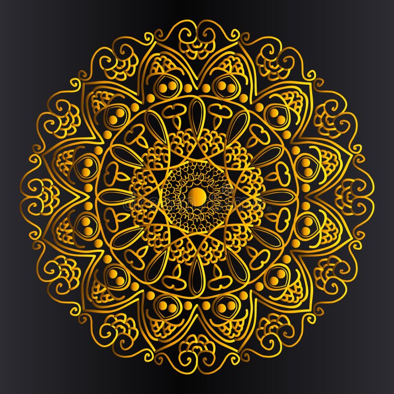 Golden Gradient Color Islamic Geometric Line Art Background of ...