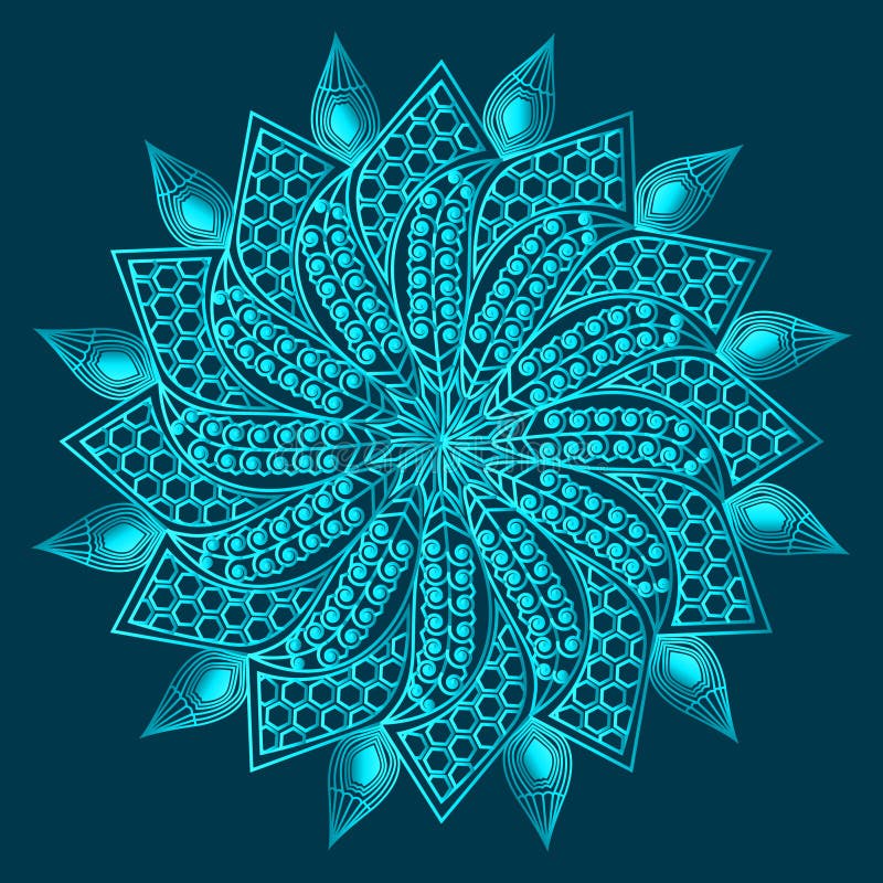 Turquoise Color Ornamental Mandala Background Design of Premium ...