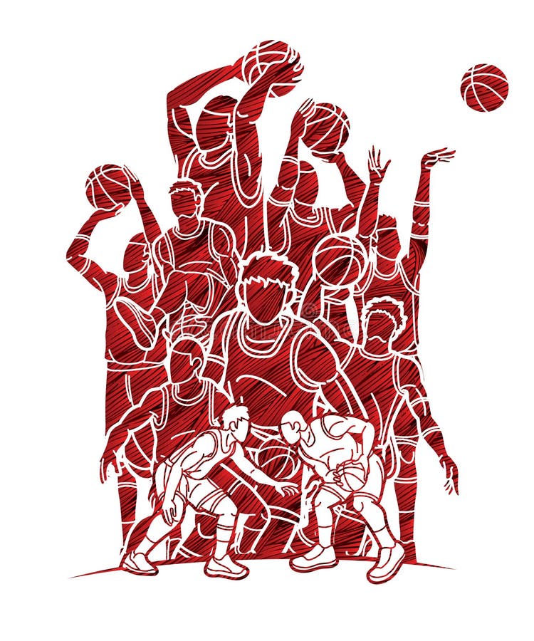 Basketball Team Player Dunking Dripping Ball Action Graphic Vector ...