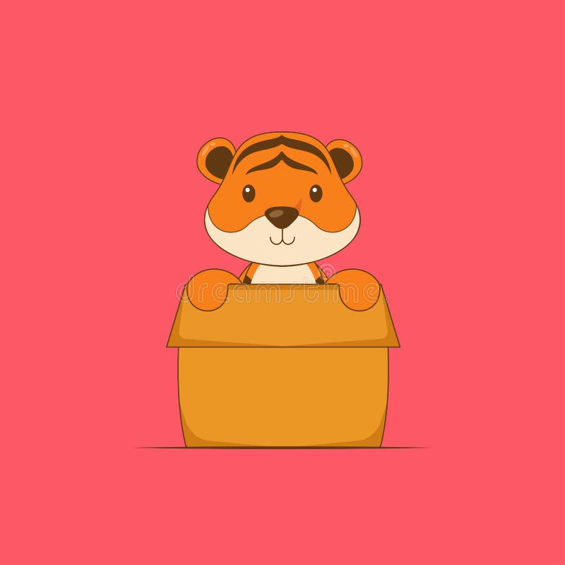 Cute Tiger Playing Box Cartoon Stock Vector - Illustration of icon ...