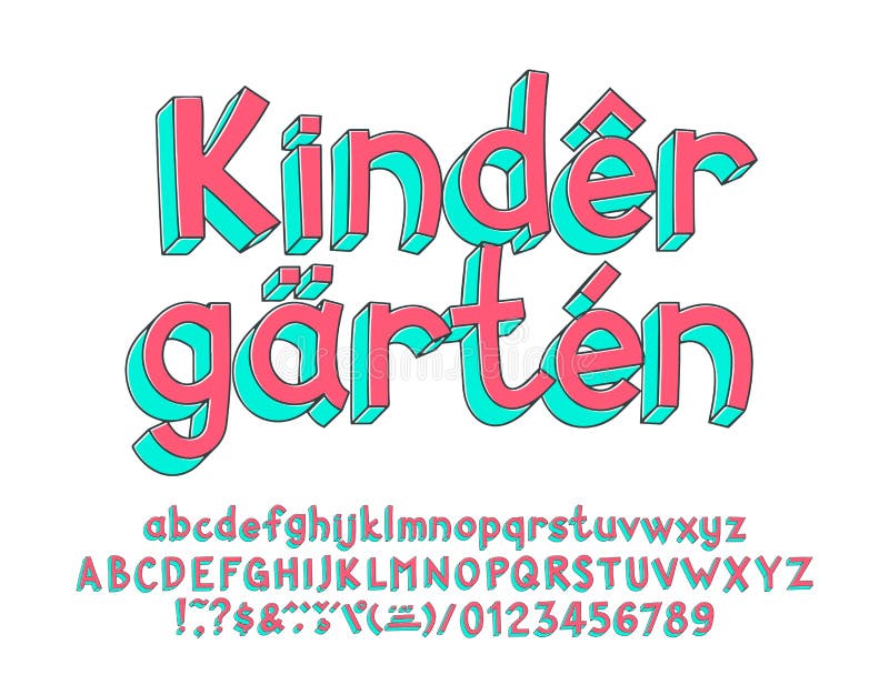 Kindergarten Font. Folded Paper Cut Sans Serif Typeface Stock ...