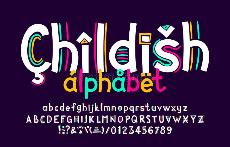 Childish Alphabet Font. Hand Drawn Uppercase and Lowercase Letters ...