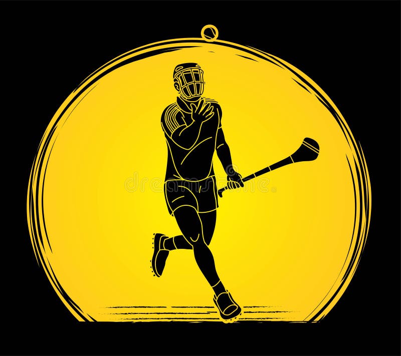 Irish Hurley Sport. Hurling Sport Player Action Cartoon Graphic Vector ...