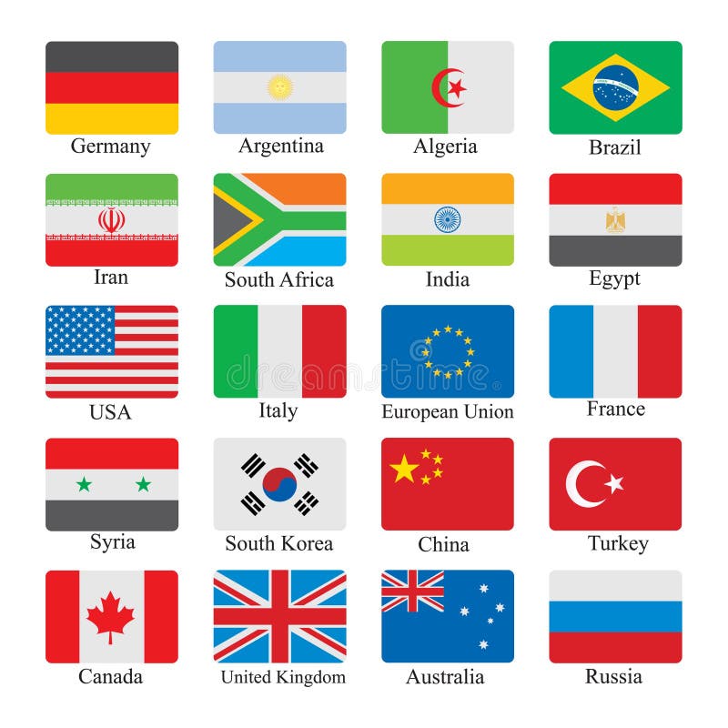 Collection of Official National Country Flags Flat Vector Stock Vector ...