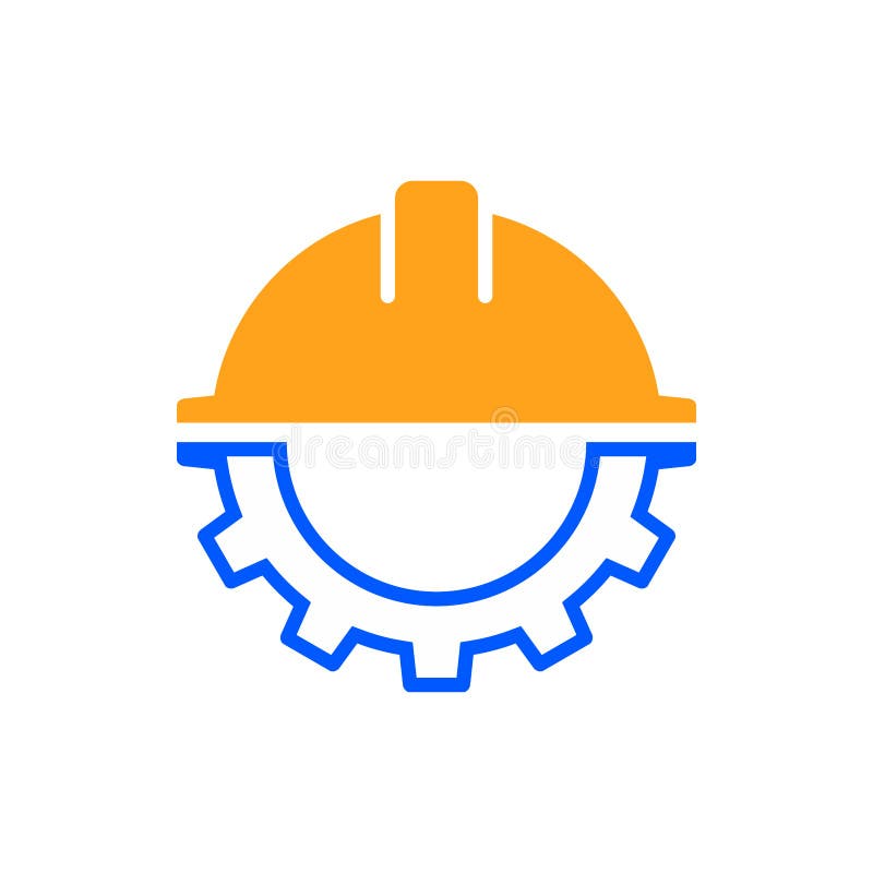 Engineering Icon. Gear and Hard Hat. Development Symbol Stock Vector ...
