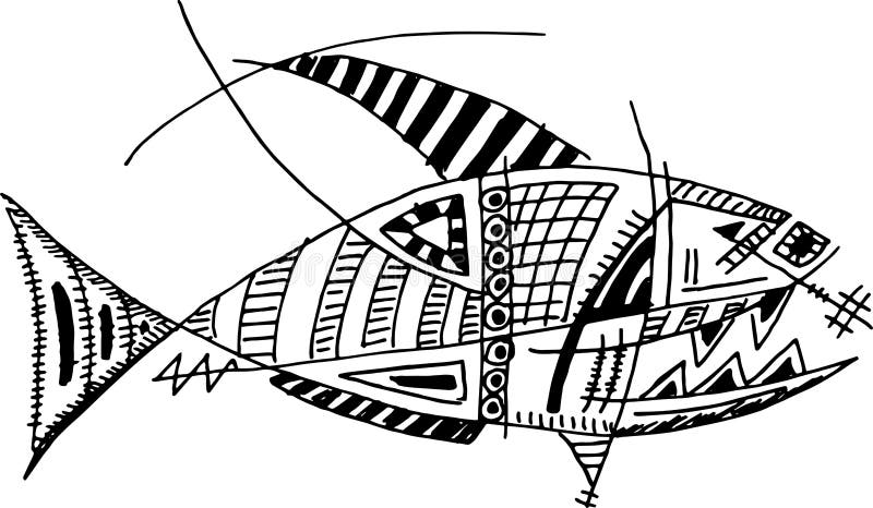 Abstract Cartoon Doodle of a Fish Marine Life Stock Vector ...