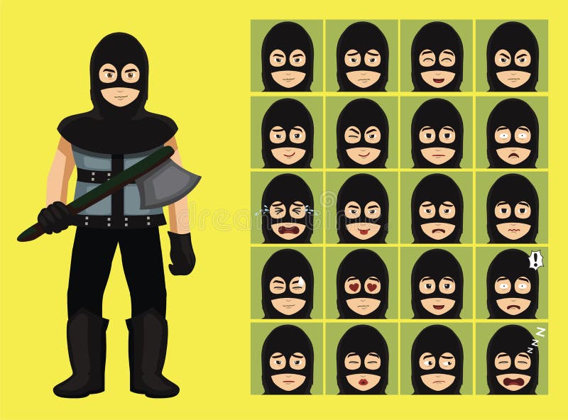 Medieval Executioner Cartoon Emotion Faces Vector Illustration Stock ...