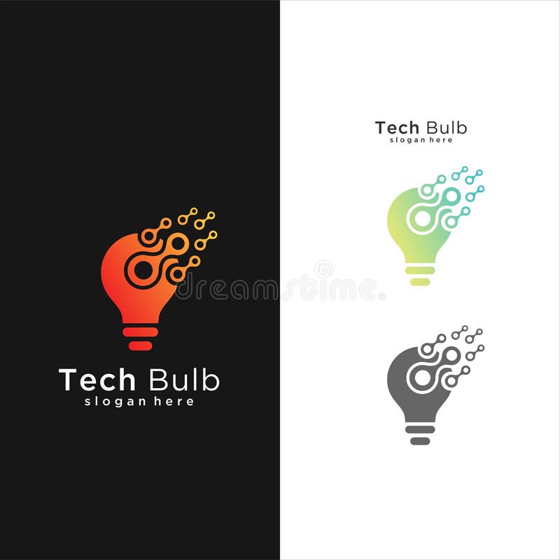 Tech Bulb Logo Designs Concept, Pixel Technology Bulb Stock Vector ...