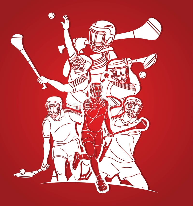 Irish Hurley Sport. Hurling Sport Player Action Cartoon Graphic Vector ...
