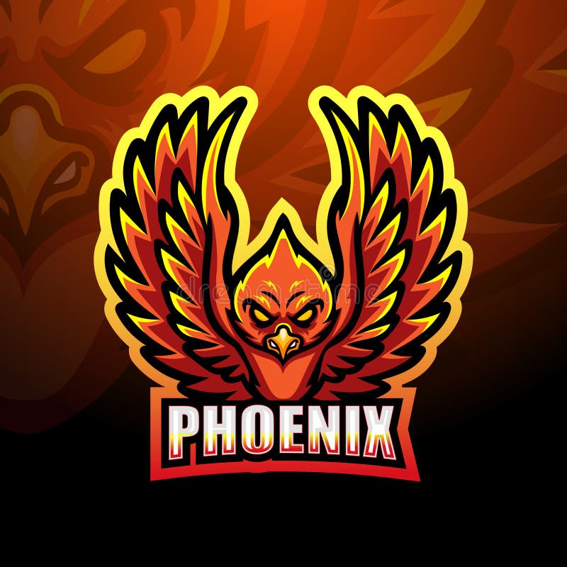 Phoenix Mascot Logo With Black Background. Flying Phoenix Fire Bird ...