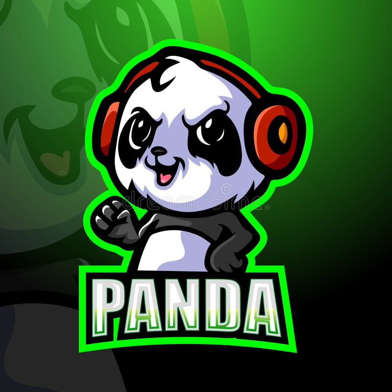 Gamer Panda Cartoon Logo Design Stock Vector - Illustration of drawing ...