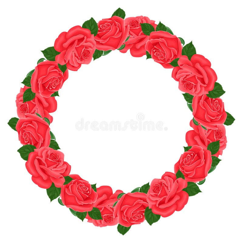 Red Roses Round Frame with Free Place for Text. Template for a Greeting ...
