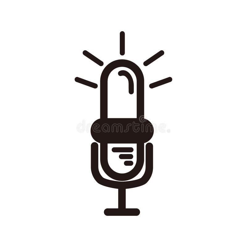 Light Bulb Microphone Silhouette for Broadcast, Podcast or Music Stock ...