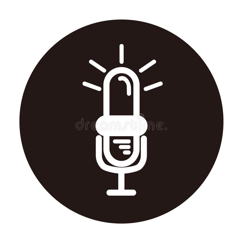 Light Bulb Microphone Isolated on Black Circle - Light Bulb Microphone ...