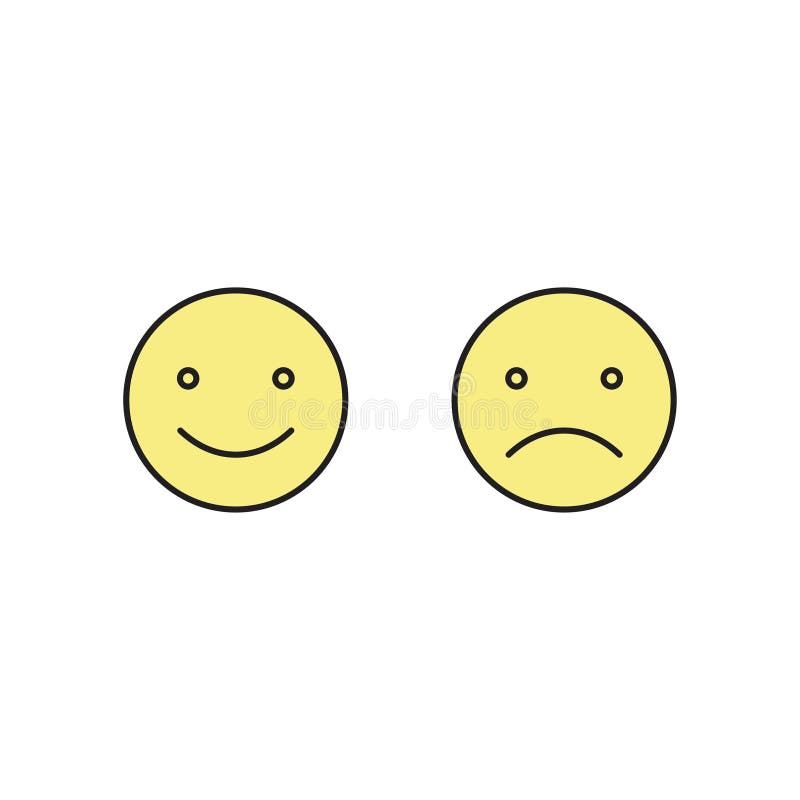 Happy and Sad Smiley Faces Vector Stock Vector - Illustration of black ...