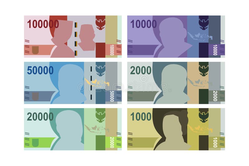 Flat Design of Indonesian Rupiah and Different Values. Stock Vector ...