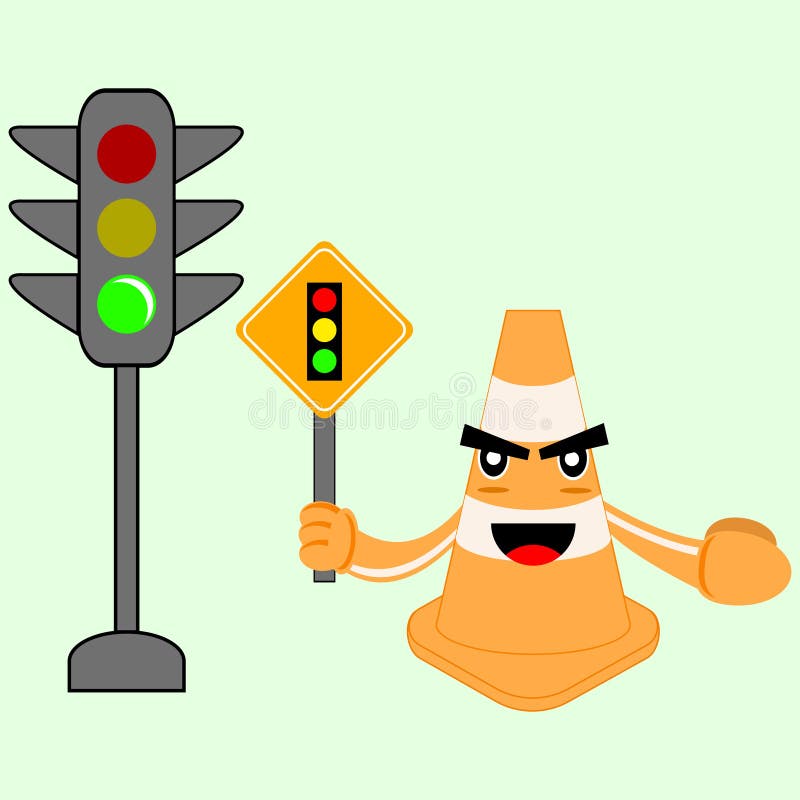 Illustration Cartoon Character of the Green Light on the Traffic Light ...