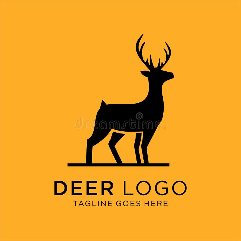Abstract Deer Silhouette Logo Icons, with a Yellow Background Stock ...
