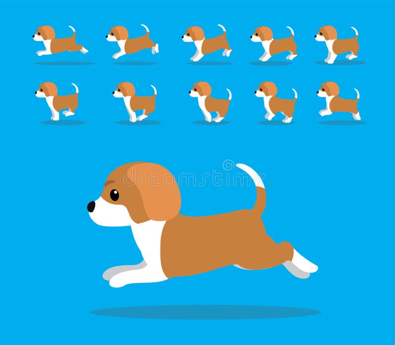 Animal Animation Sequence Dog English Foxhound Cartoon Vector Stock ...