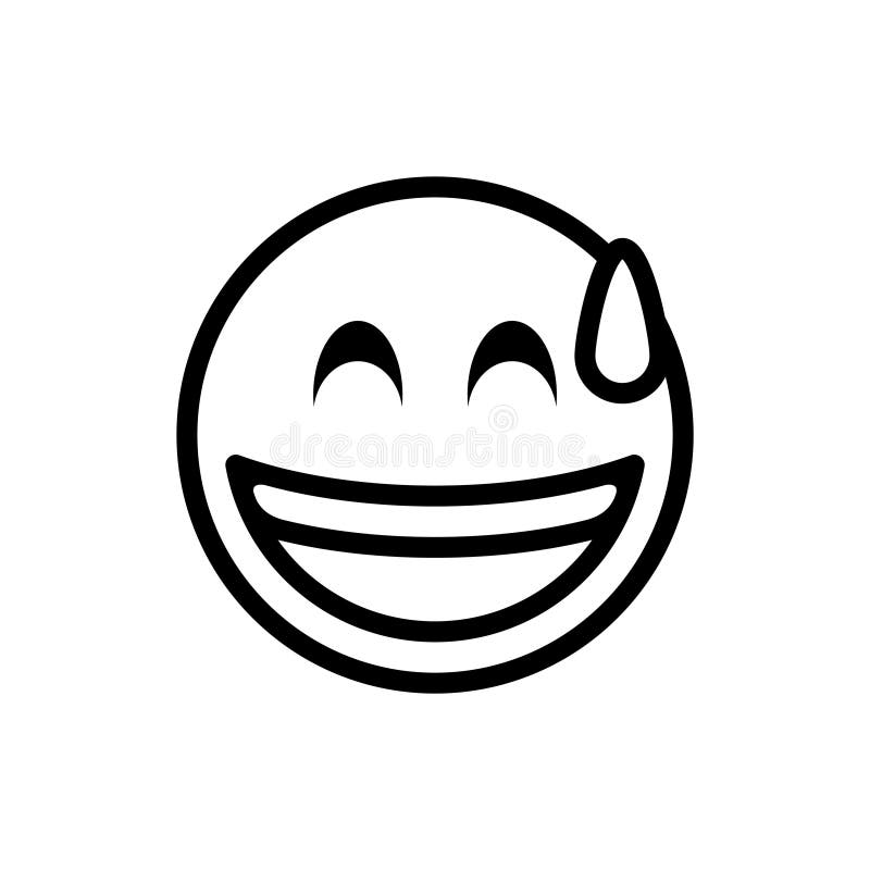 Sweat Smile Face in Outline Icon Stock Illustration - Illustration of ...