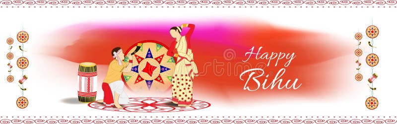 Vector Illustration of Happy Bihu. Stock Vector - Illustration of ...