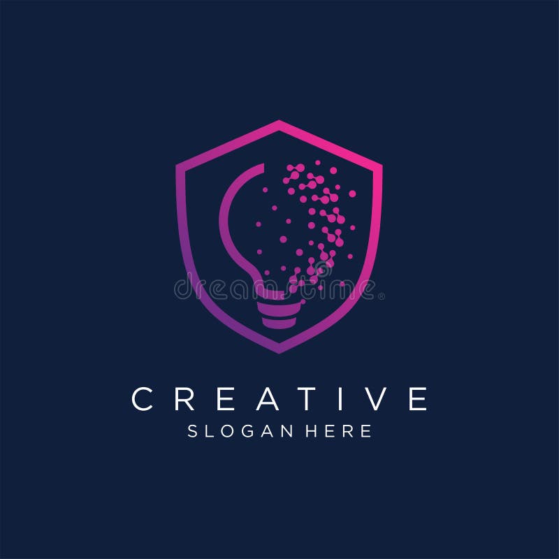 Creative Shield with Light Bulb Pixel Logo Design Vector Stock Vector ...