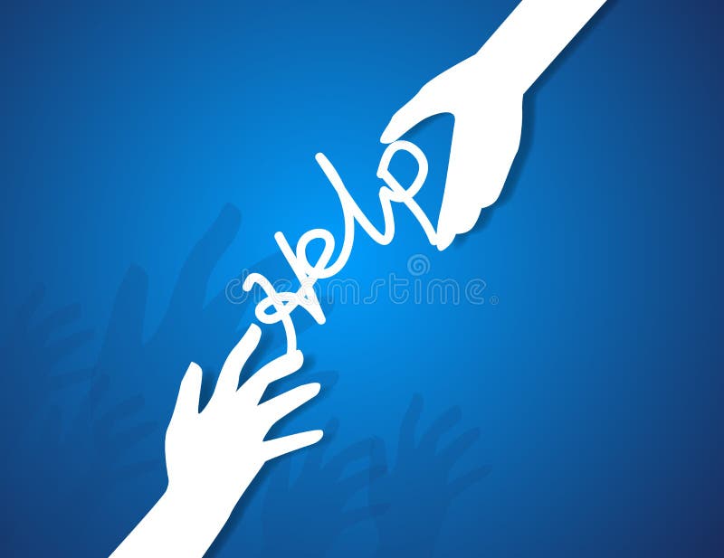 Helping Hands, Help Chairty Design in Blue Background Stock Vector ...