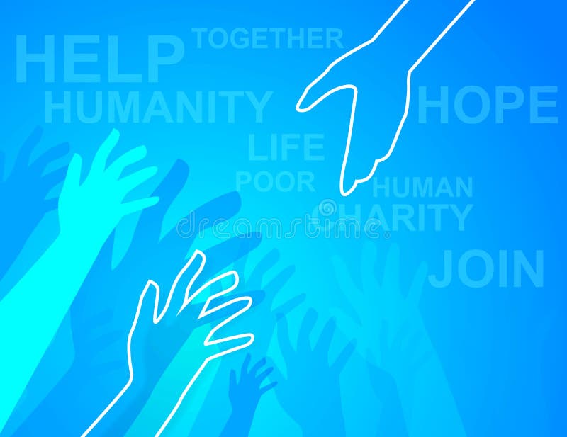 Helping Hands, Help Chairty Design in Blue Background Stock Vector ...