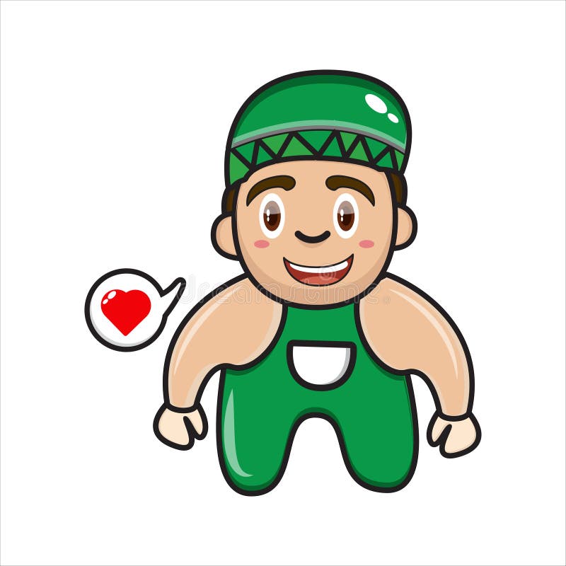 Muslim Male Mascot Illustration with Love Stock Vector - Illustration ...