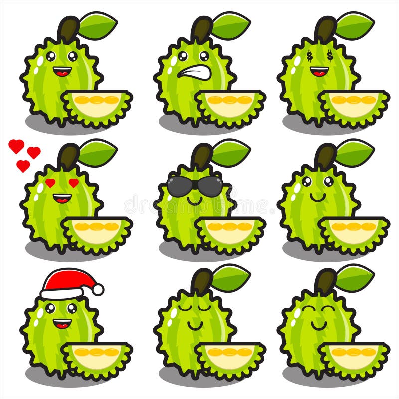 Durian Mascot Illustration Holding Durian with Cute Smiling Face ...