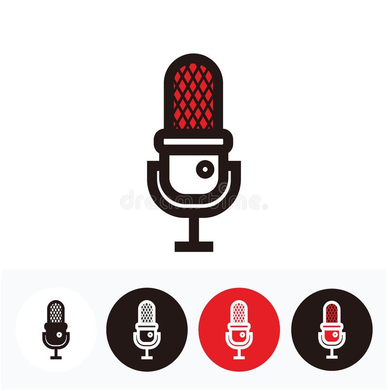 Red Black and White Retro Microphone Icon or Logo Set - Microphone Set ...