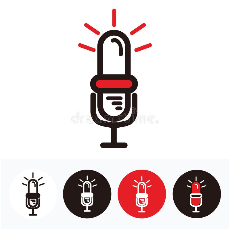 Light Bulb Microphone Set for Broadcast Podcast or Music Icon or Logo ...