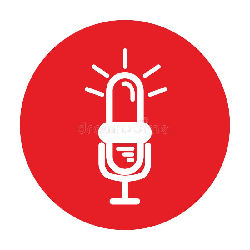 Light Bulb Microphone Isolated on Black Circle - Light Bulb Microphone ...