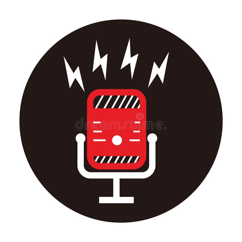 Red and White Podcast Microphone for Broadcast Music Icon Etc - Red and ...